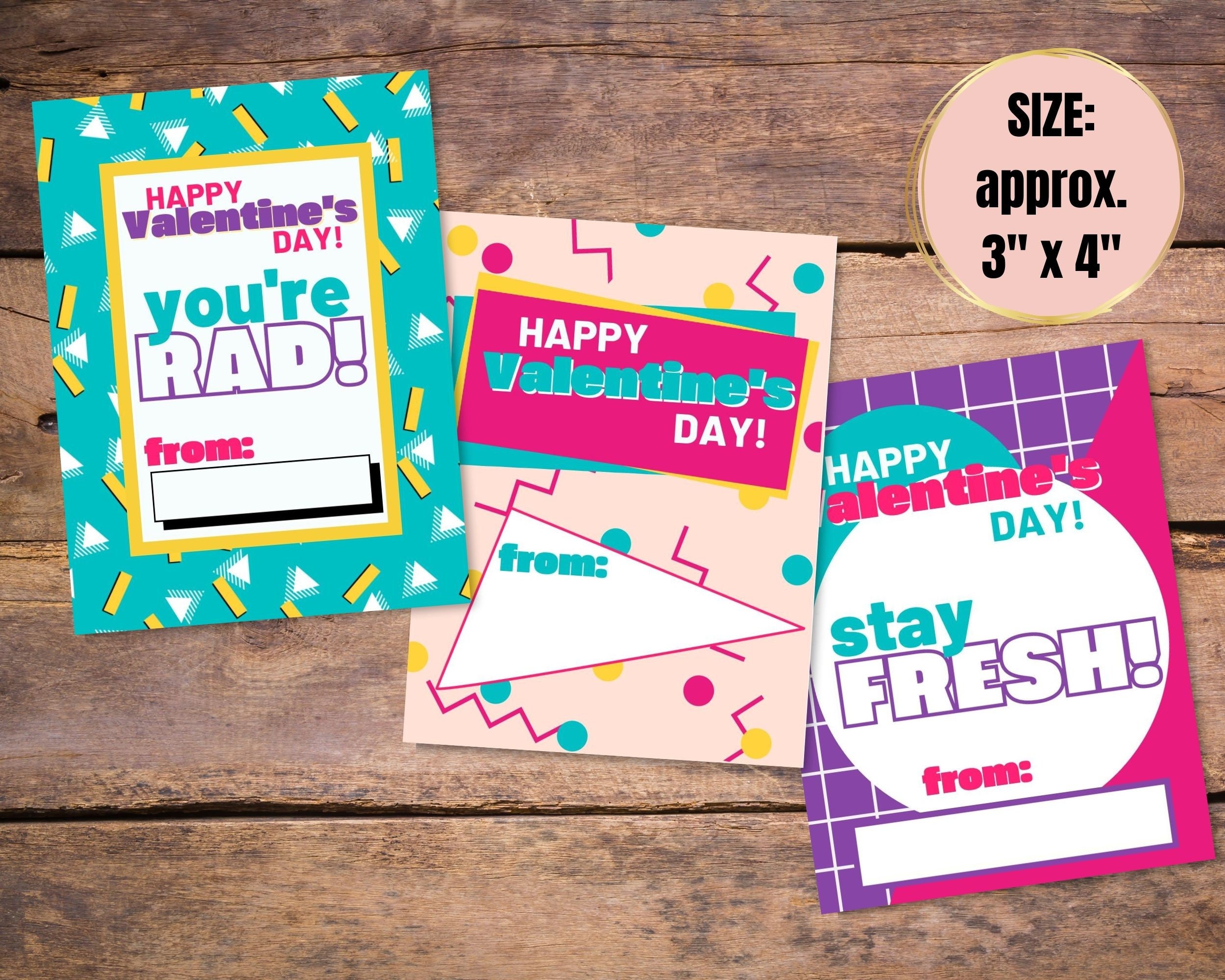 90's Themed Printable Valentine's Day Cards, Retro Classroom Valentines ...