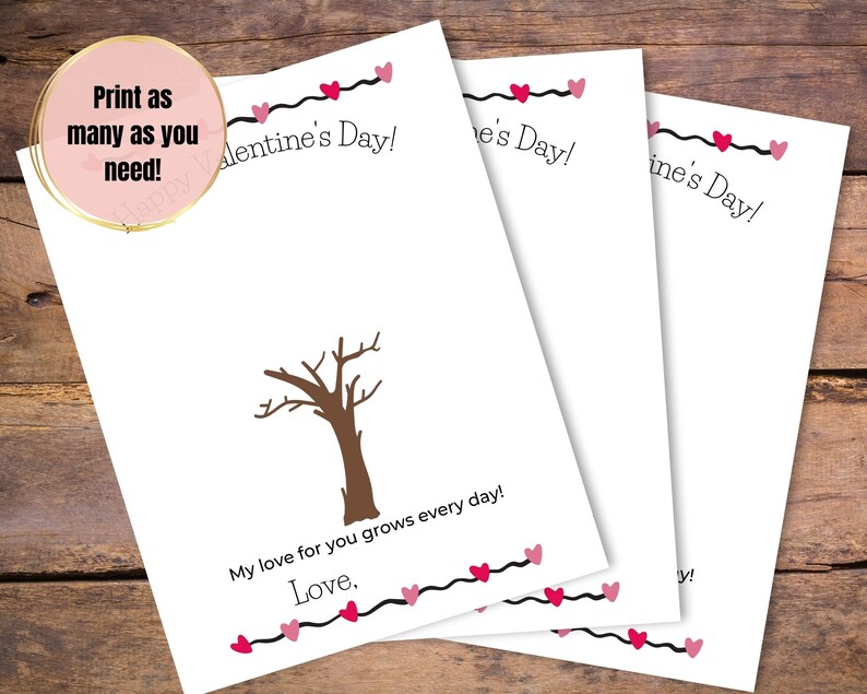 Valentine's Day Handprint Craft, Tree Handprints Printable - Etsy