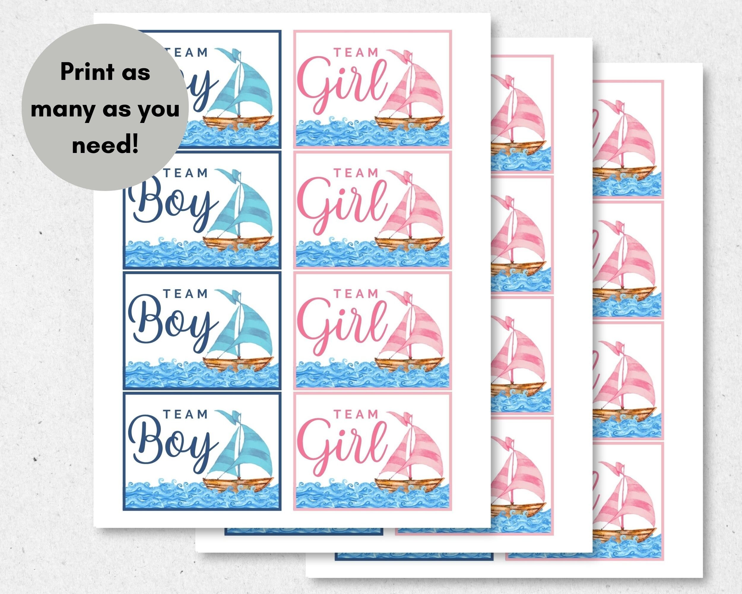 Gender Reveal Party He or She Sign and Team Boy Team Girl Cards ...