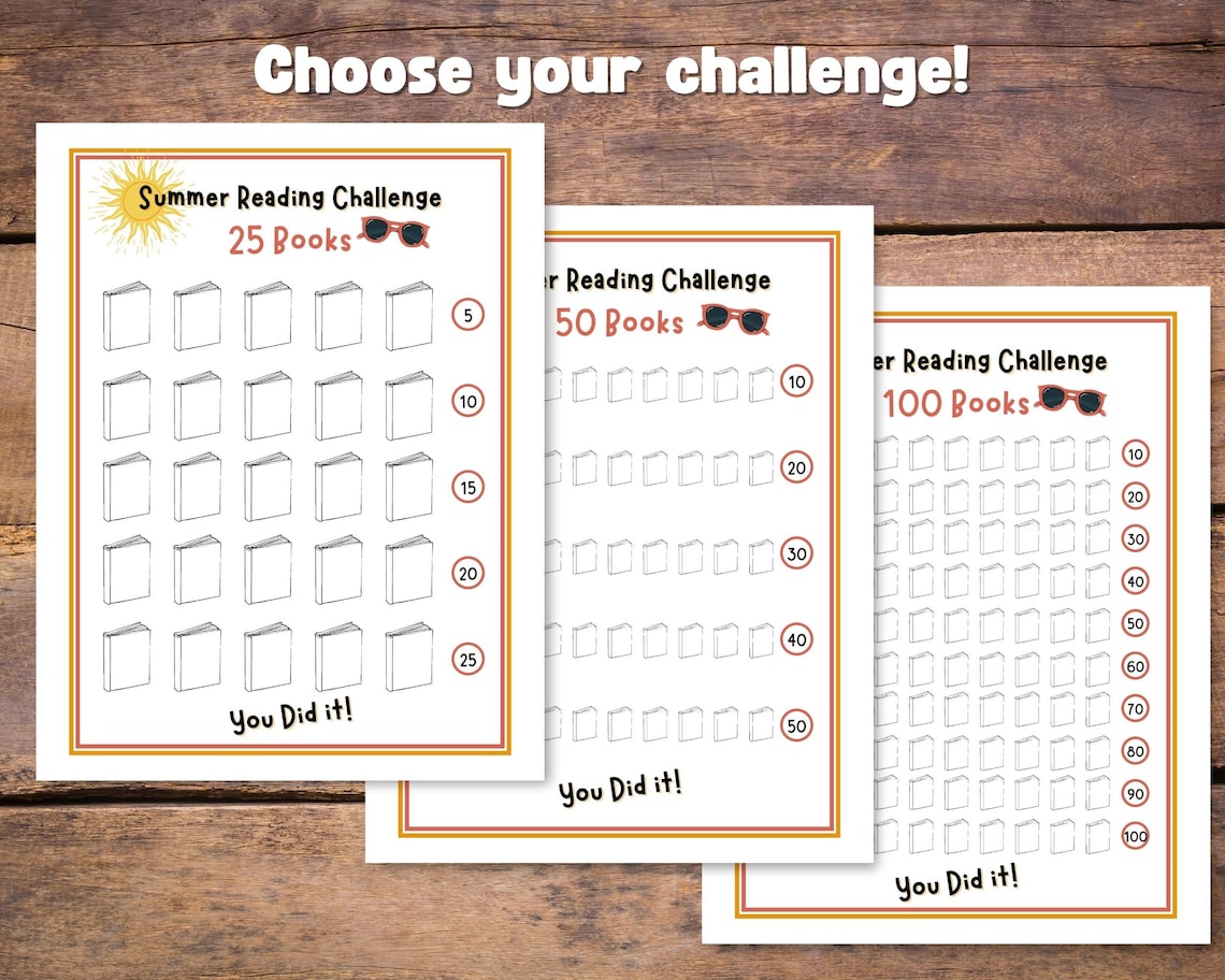 Summer Reading Challenge, Printable Reading Challenge Tracker Bundle - Etsy