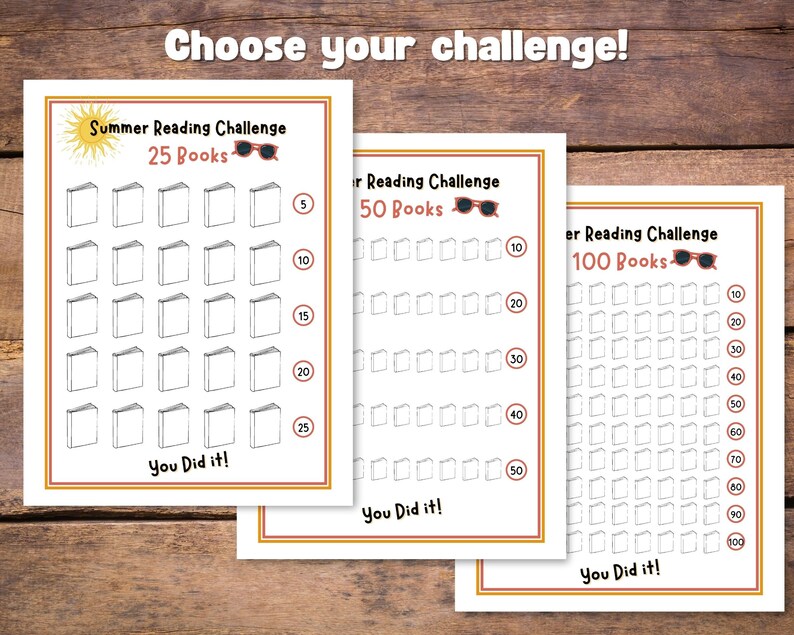 Summer Reading Challenge, Printable Reading Challenge Tracker Bundle - Etsy
