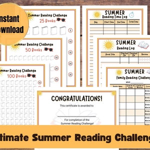 Summer Reading Challenge, Printable Reading Challenge Tracker Bundle - Etsy