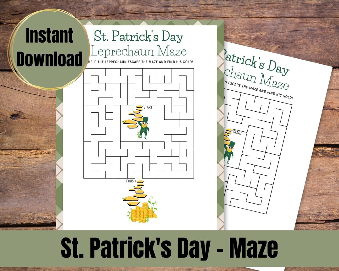 St Patrick's Day Maze Activity Page Printable - Etsy