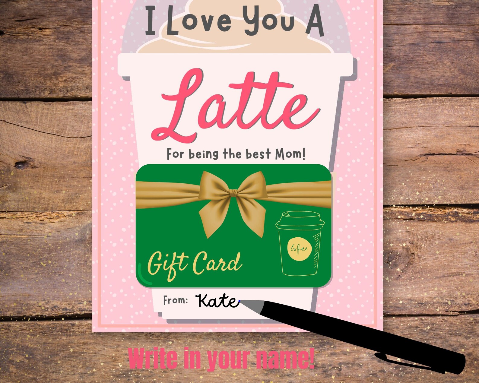 Printable Gift Card Holder for Mom, Coffee Gift Card Holder - Etsy