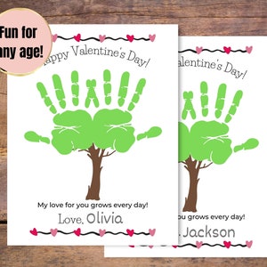 Valentine's Day Handprint Craft, Tree Handprints Printable - Etsy