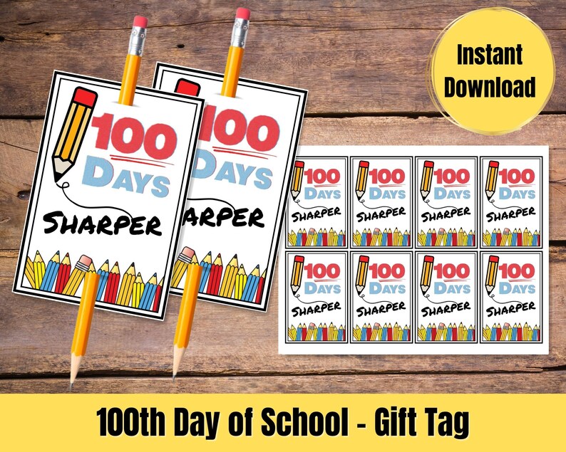 100th Day of School Printable Gift Tags for Students Gift - Etsy