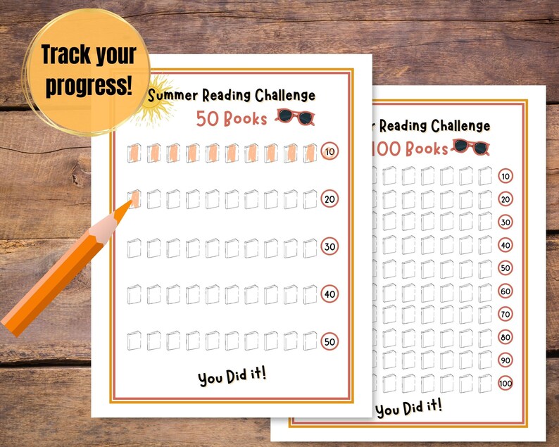Summer Reading Challenge, Printable Reading Challenge Tracker Bundle - Etsy