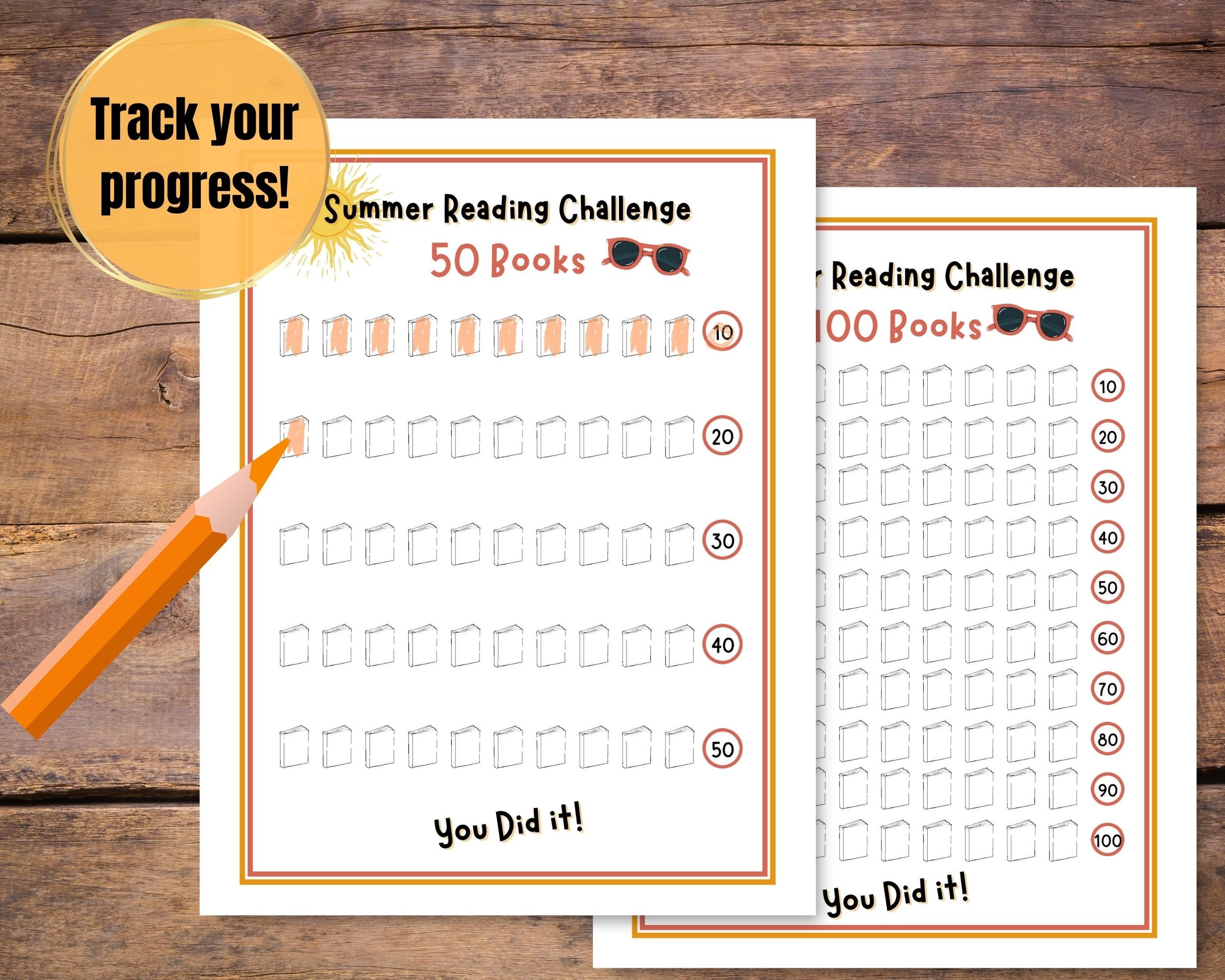 Summer Reading Challenge, Printable Reading Challenge Tracker Bundle - Etsy