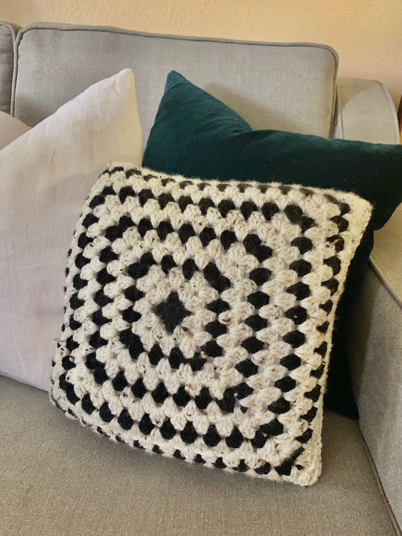 Black and White Inverted Crochet Pillow - Etsy