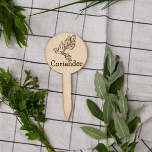 Herb Tag CORIANDER Laser Cut Plywood Kitchen Decor Garden Stakes ...