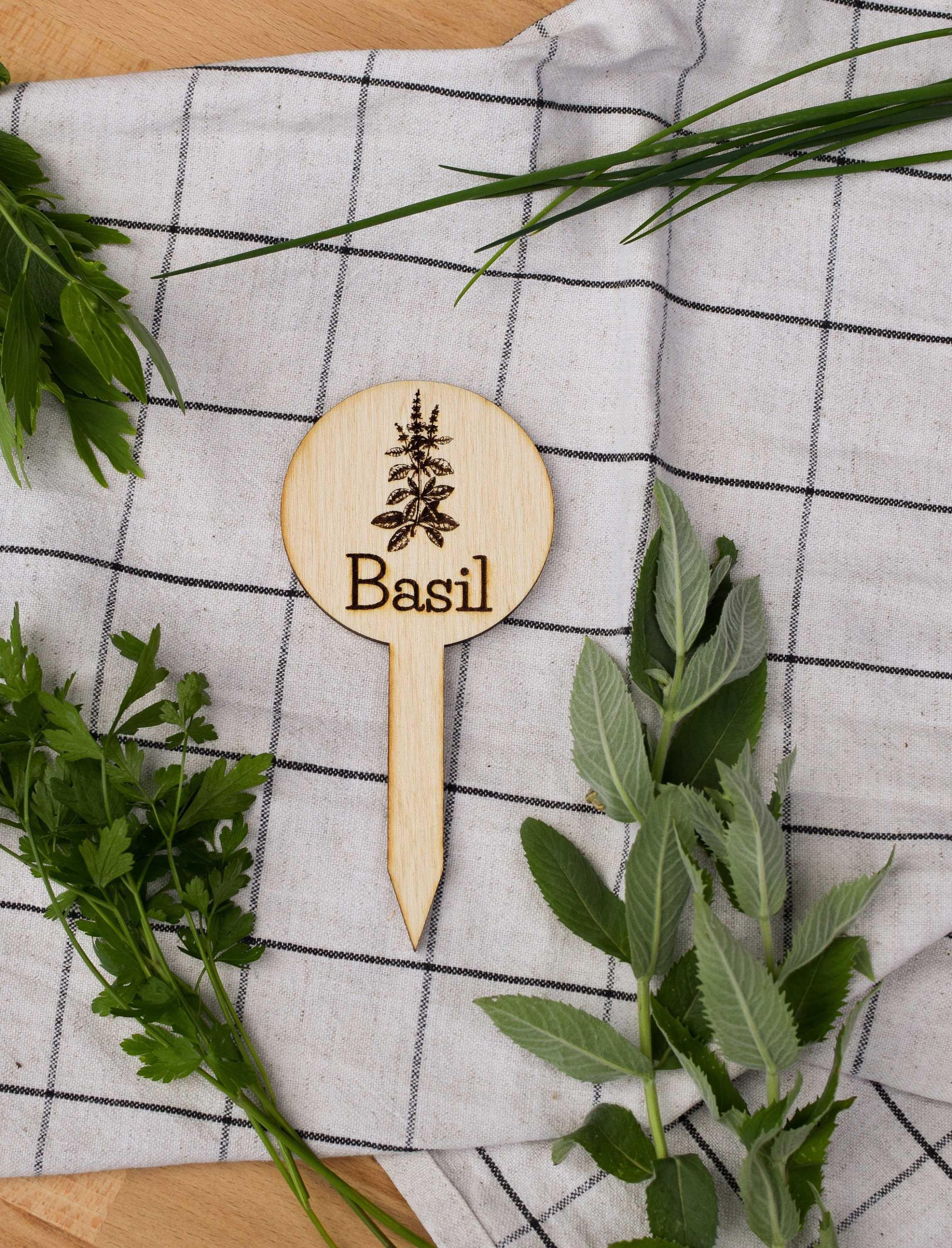 Herb Tag BASIL Laser Cut Plywood Kitchen Decor Garden Stakes - Etsy