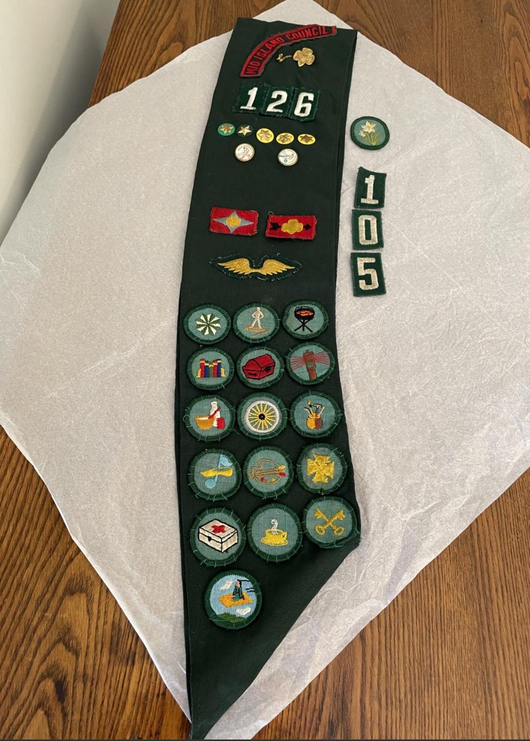 1960s Junior and Cadette Girl Scout Sash With Badges and Pins, Vintage ...