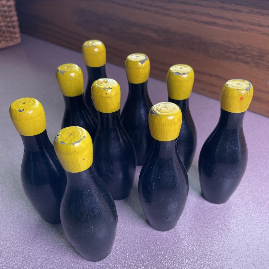 1950s Tabletop Nine Pin Bowling Pins, Vintage Nine Pin Bowling Pins ...