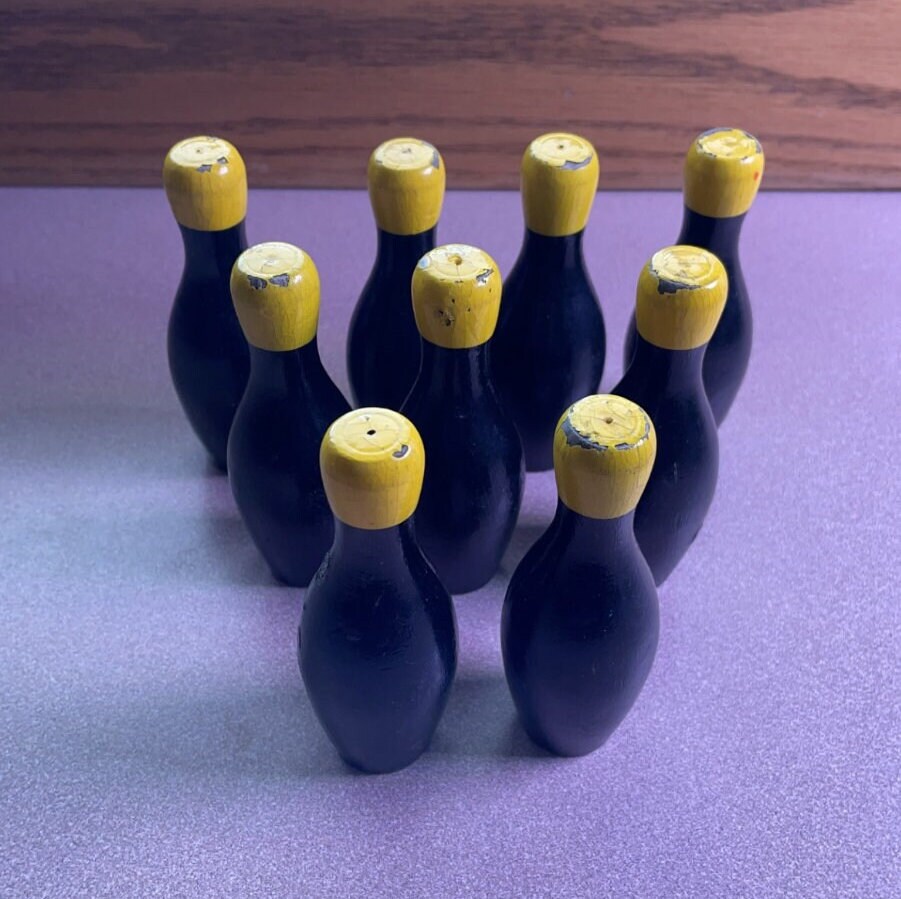 1950s Tabletop Nine Pin Bowling Pins, Vintage Nine Pin Bowling Pins ...