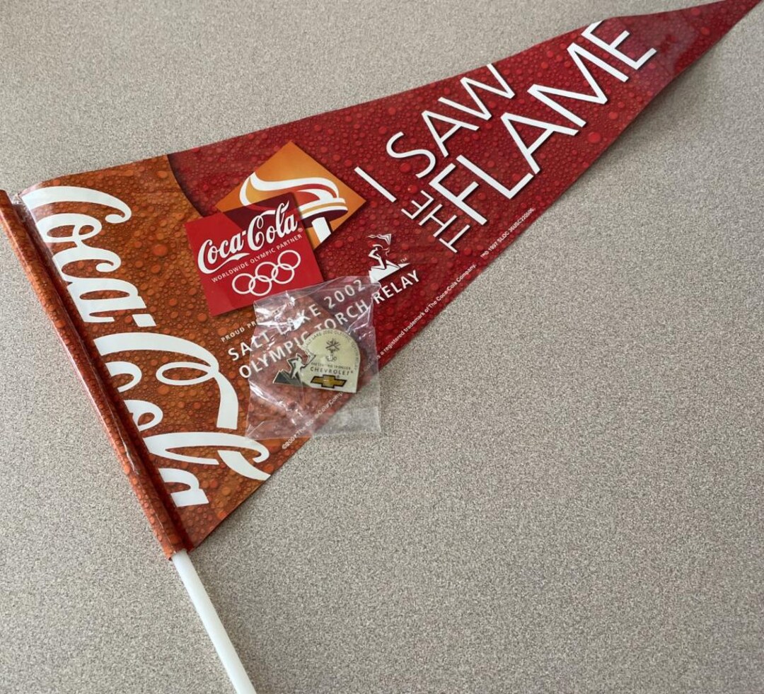 2002 Salt Lake Olympics Torch Relay Pennant Flag and Pin - Etsy