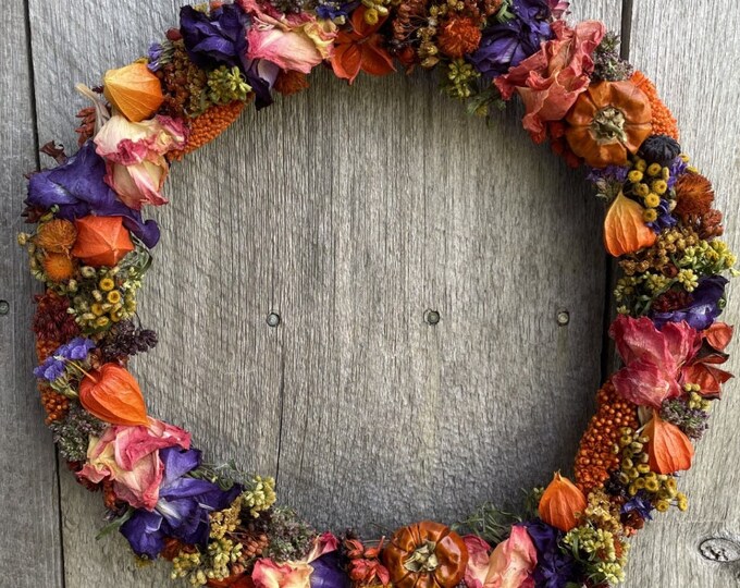Dried Flower Wreath, Winter Dried Flower Wreath, Farmhouse Dried Flower ...