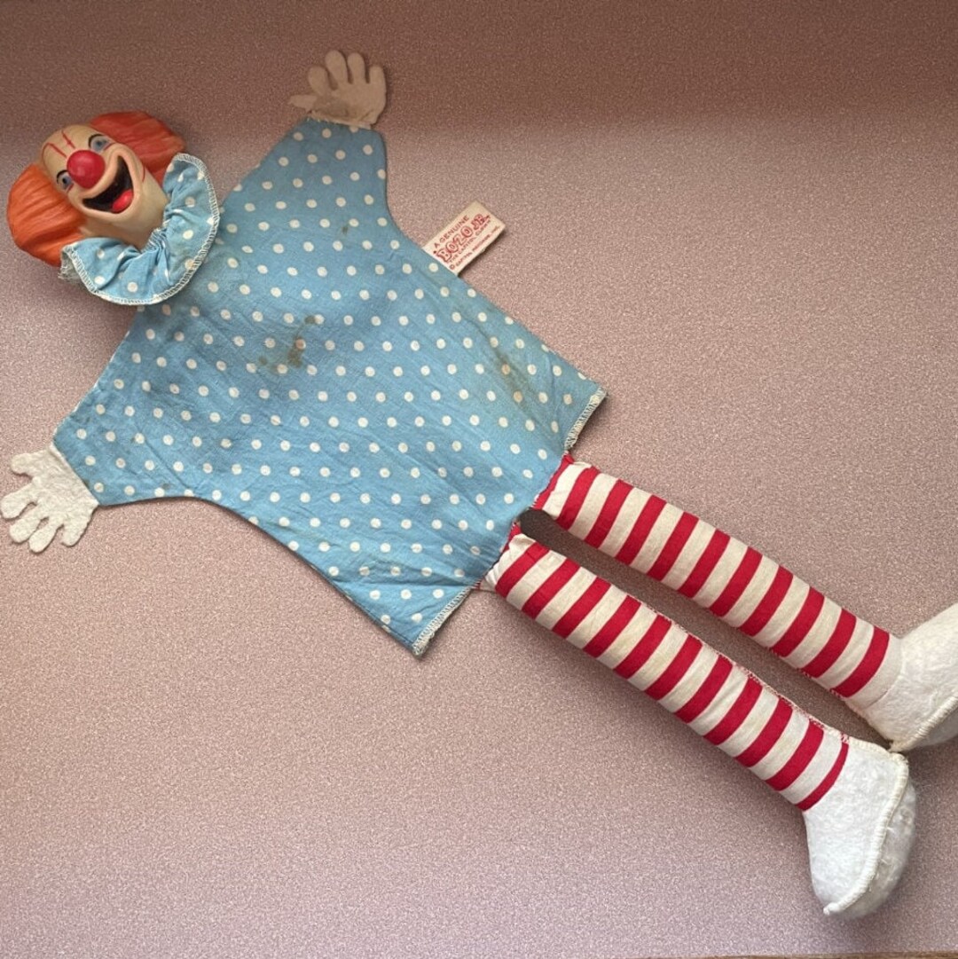 1950s Genuine Bozo Jr Hand Puppet, 1950s Bozo the Clown Hand Puppet ...