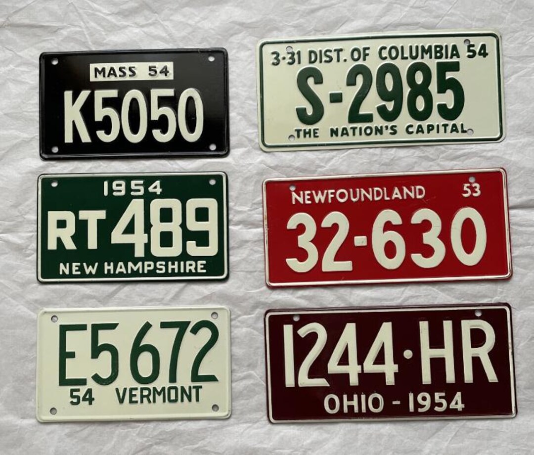 Vintage Embossed Metal Bicycle License Plates, 1954 Embossed Metal ...