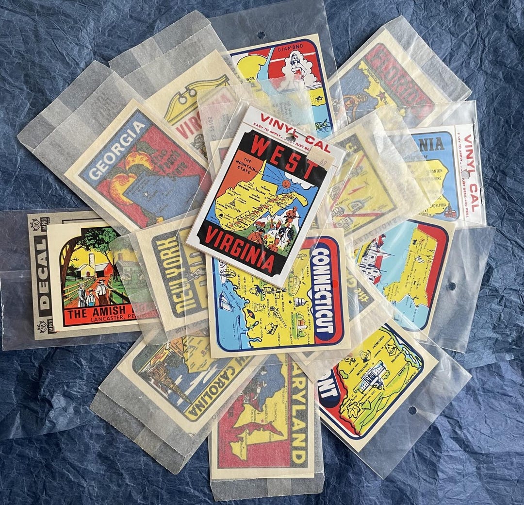 Vintage State Car Window Decals, 1960s-1970s Vintage Car Window Decals ...