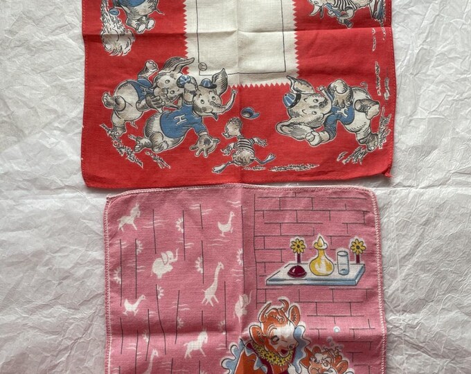 1950s Vintage Elsie the Cow and Beauregard Child's Handkerchief and Tom ...