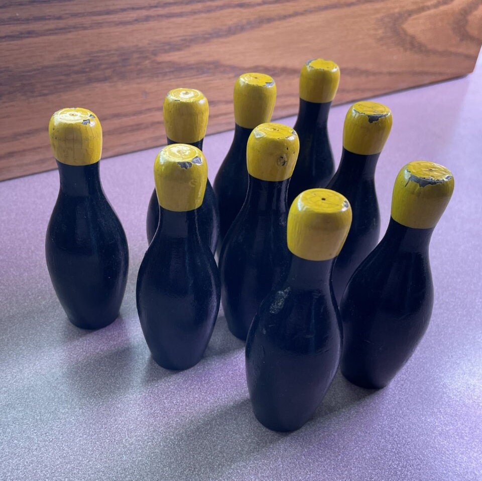 1950s Tabletop Nine Pin Bowling Pins, Vintage Nine Pin Bowling Pins ...