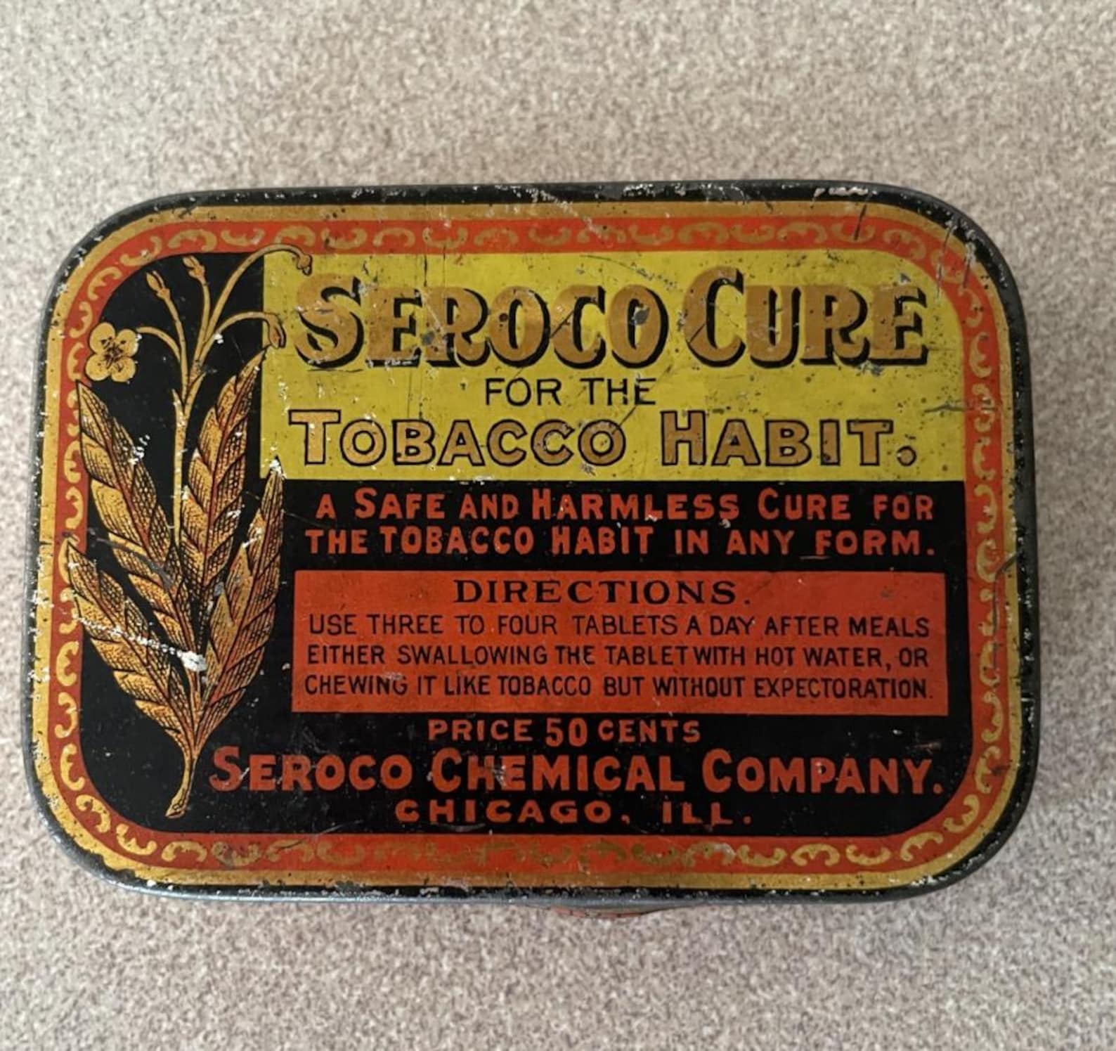 Antique 1890s Seroco Cure for the Tobacco Habit Tin - Etsy