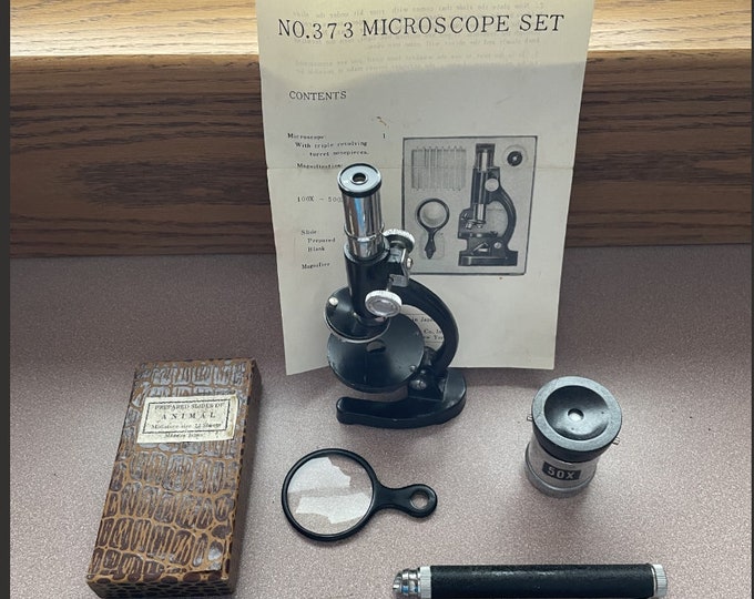 Vintage 1960s Milben No.373 Microscope Set and Magnifying Glass and ...