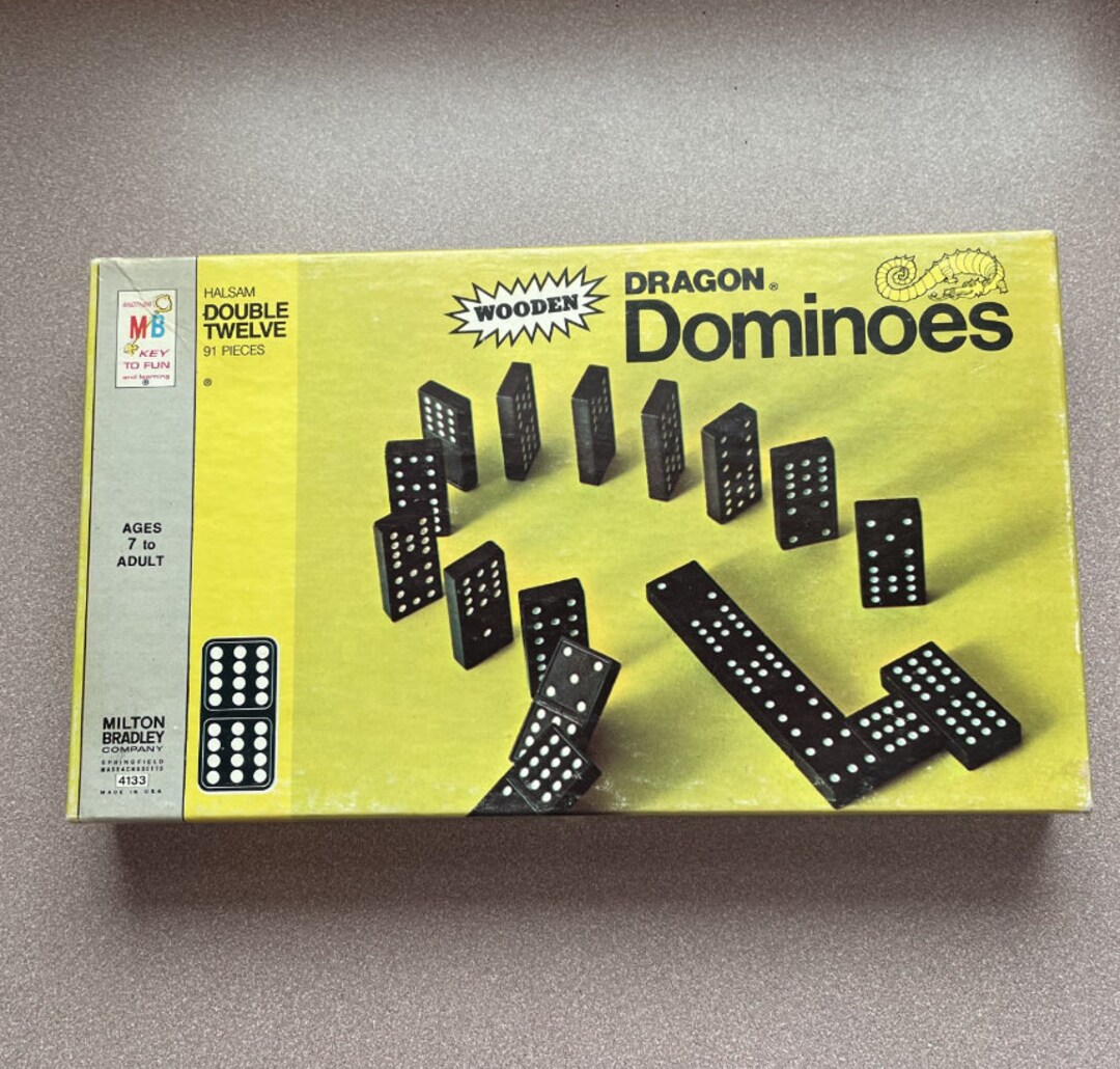 Vintage Dragon Wooden Dominoes, 1970s Milton Bradley Wooden Dominoes ...
