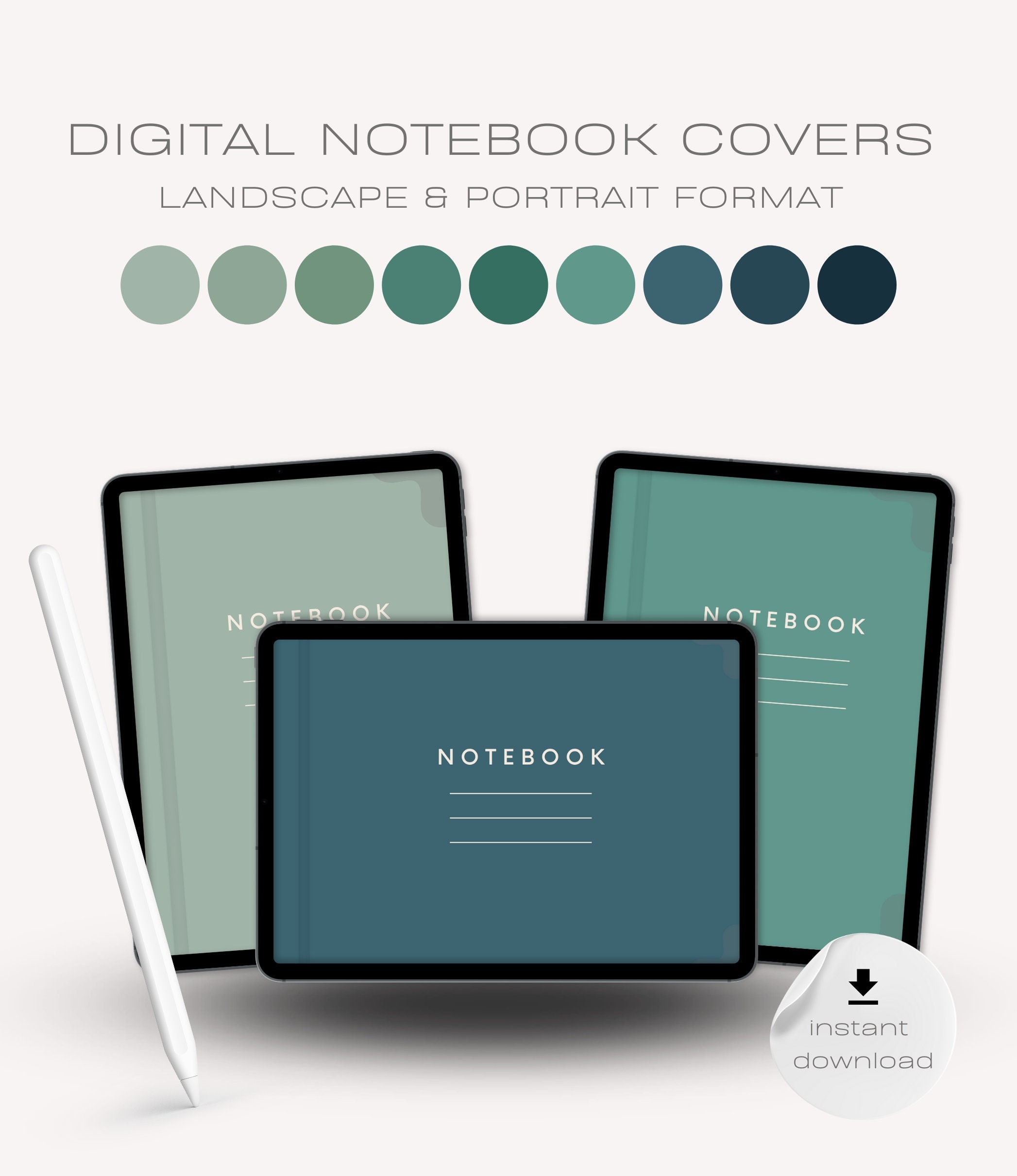 Digital Notebook Cover / Goodnotes Cover / Notability Cover / Green ...