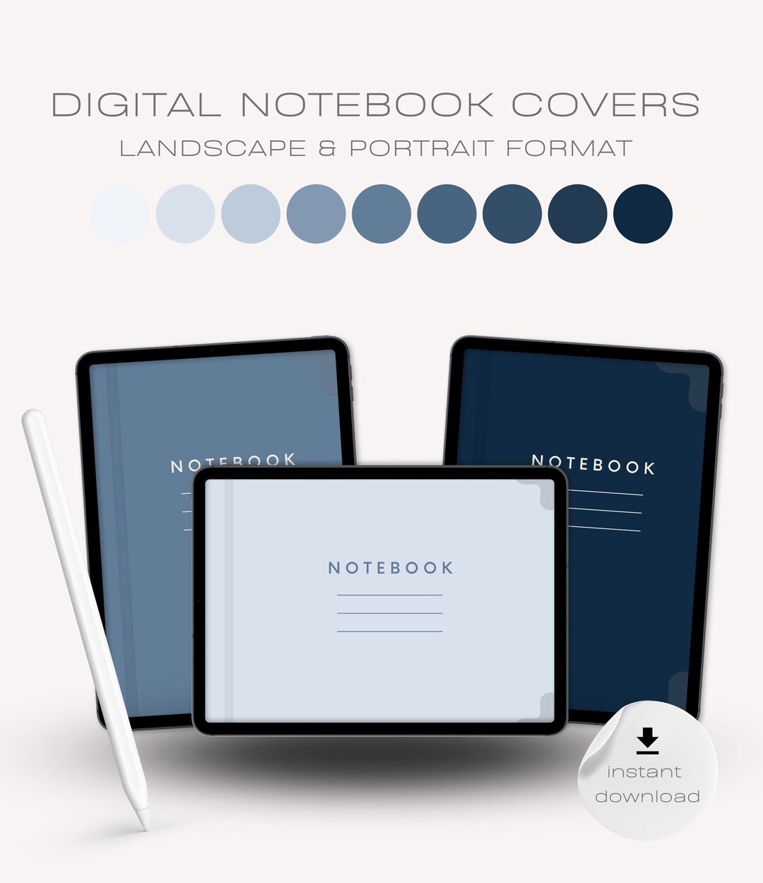 Digital Notebook Cover / Goodnotes Cover / Notability Cover / Blue ...