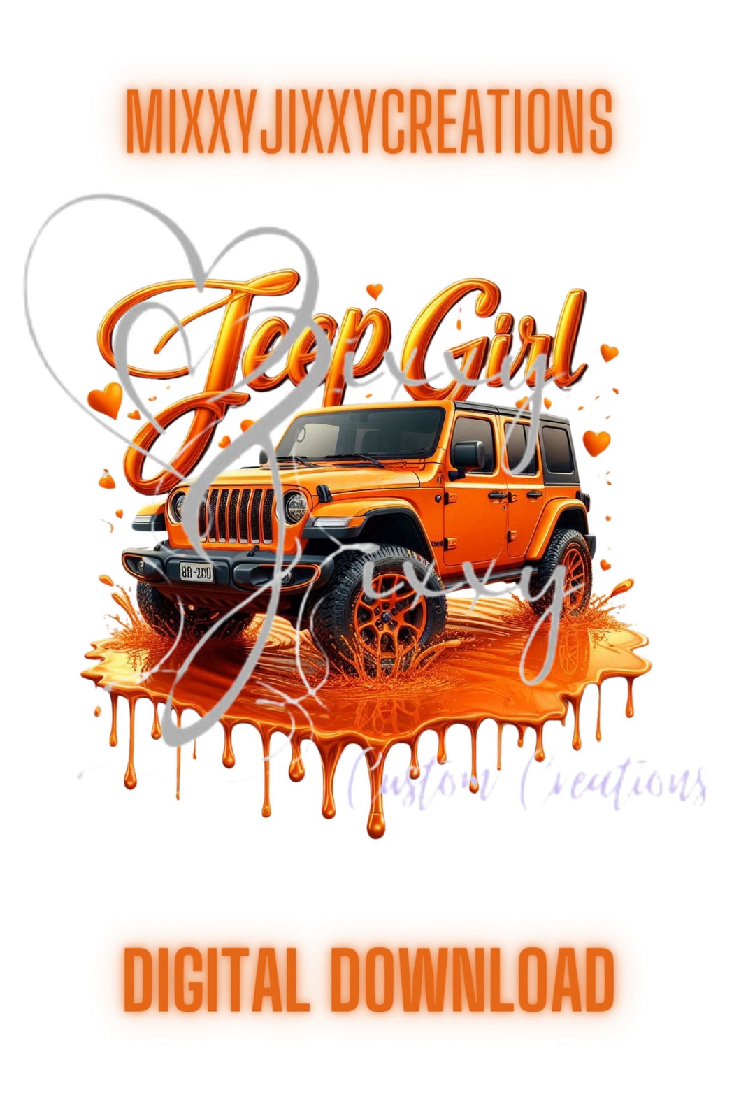 Jeep Girl, Orange Jeep , Jeep Girl Sublimation Print, Dtf, Dtg, Jeep ...