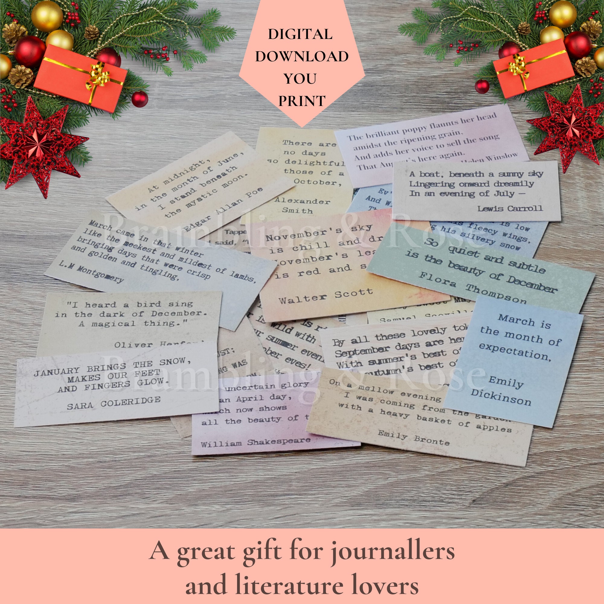 Book Quotes for Every Month, Printable Journal Quotes, Seasonal ...