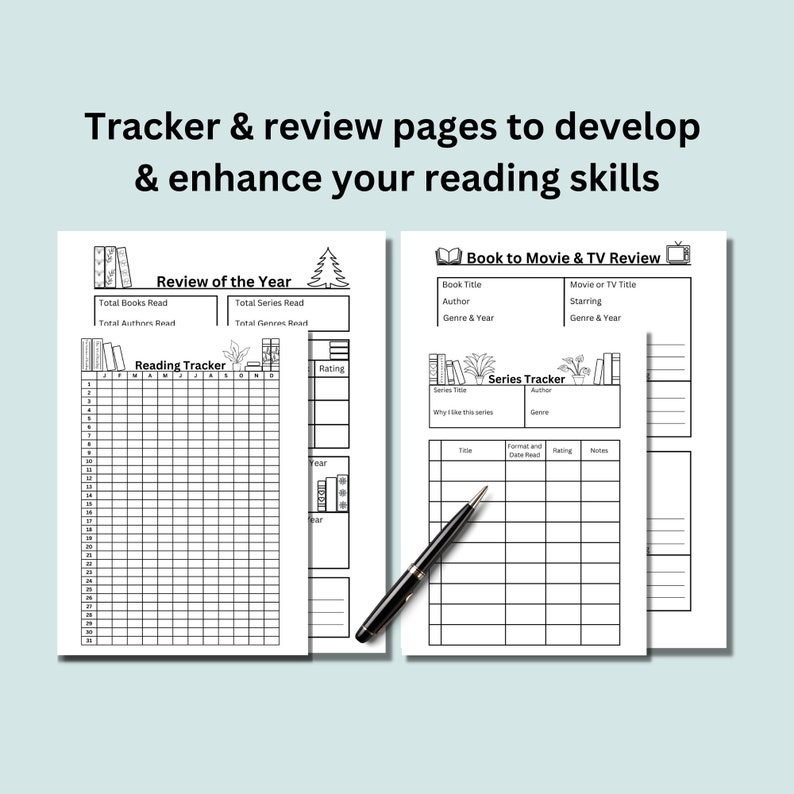 Reading Planner Printable, Reading Log, Book Wishlist, Book Review ...