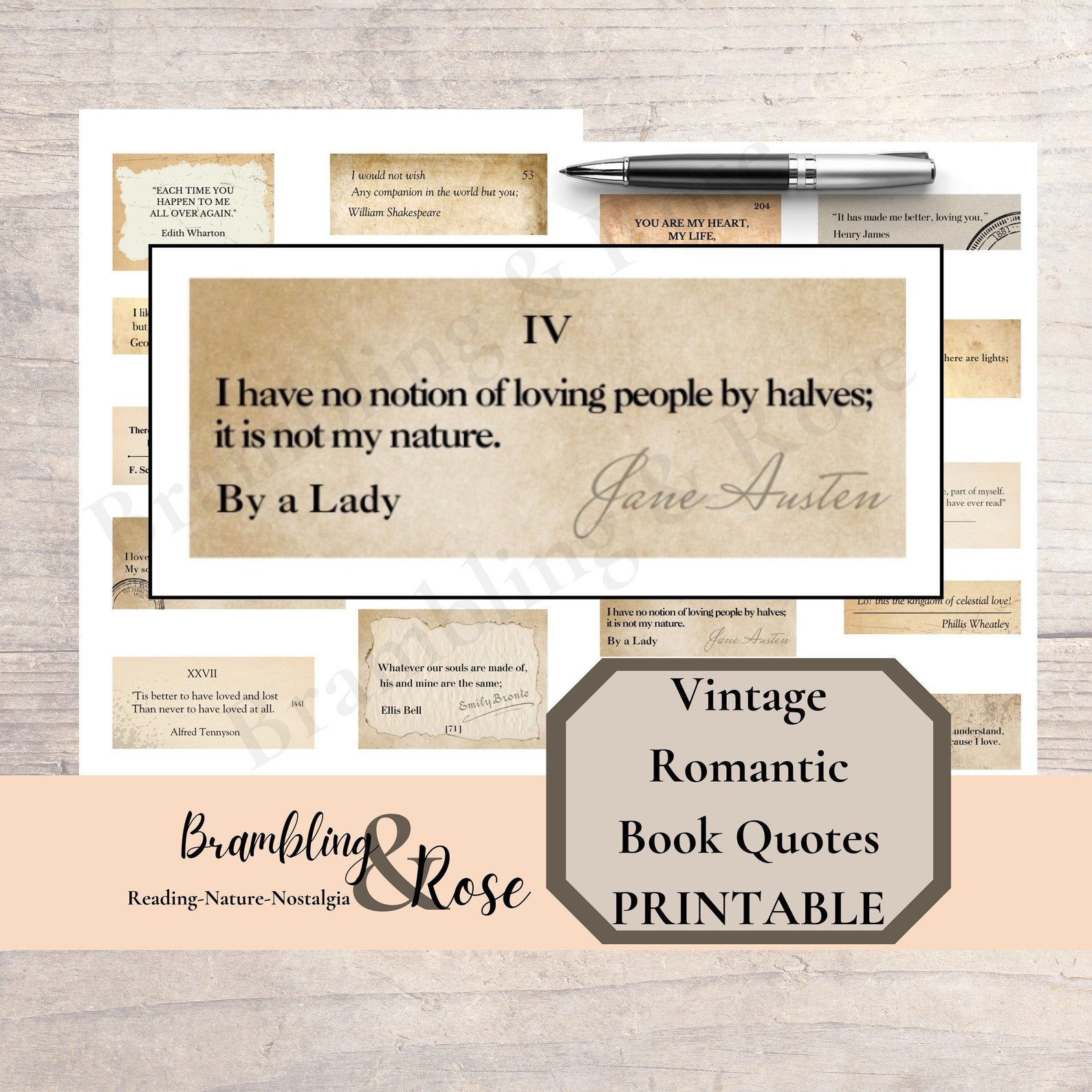 Vintage Romantic Book Quotes, Printable Literature Quotes, Romance ...