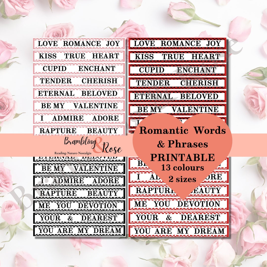 Romantic Journal Words, Printable Love Sentiments, Digital Download ...