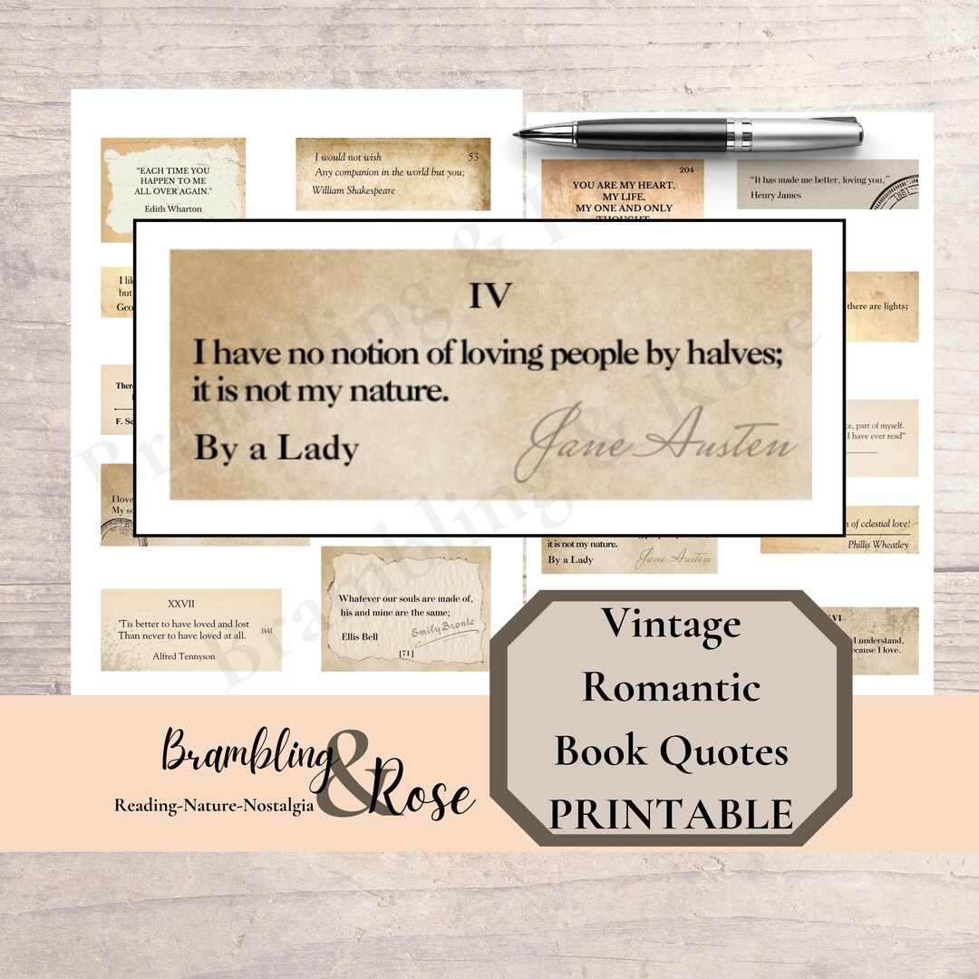 Vintage Romantic Book Quotes, Printable Literature Quotes, Love ...