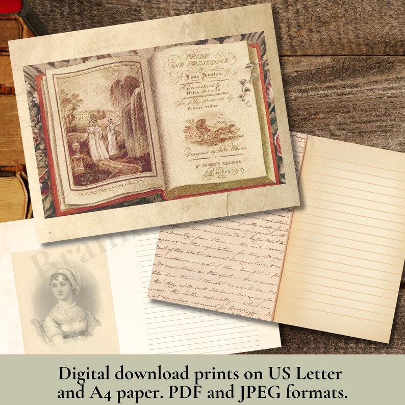 Jane Austen Junk Journal Kit, Pride and Prejudice Scrapbook Pages ...