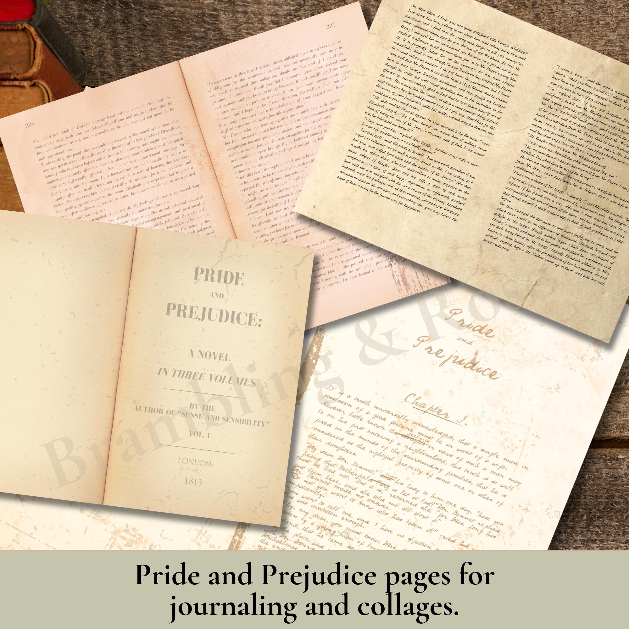 Jane Austen Junk Journal Kit, Pride and Prejudice Scrapbook Pages ...