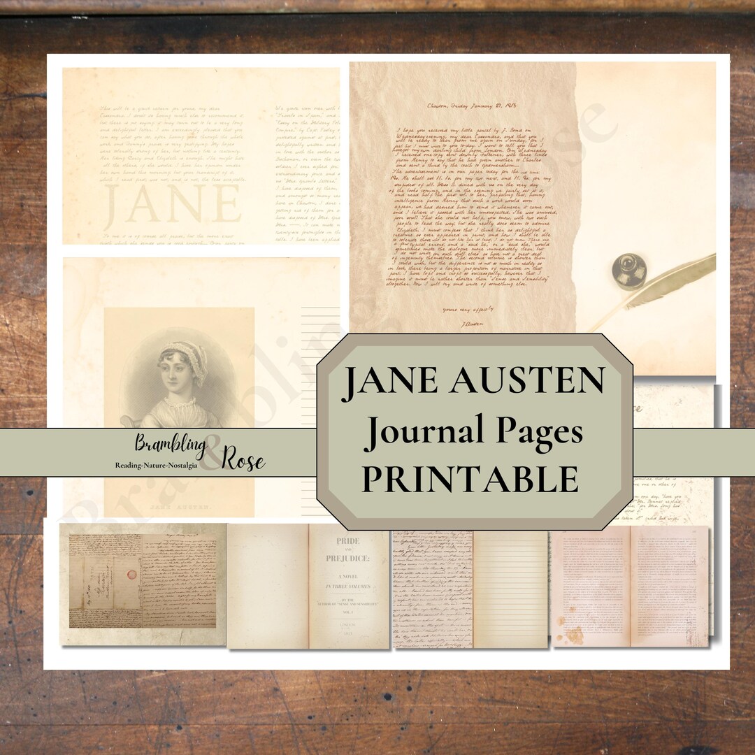 Jane Austen Junk Journal Kit, Pride and Prejudice Scrapbook Pages ...