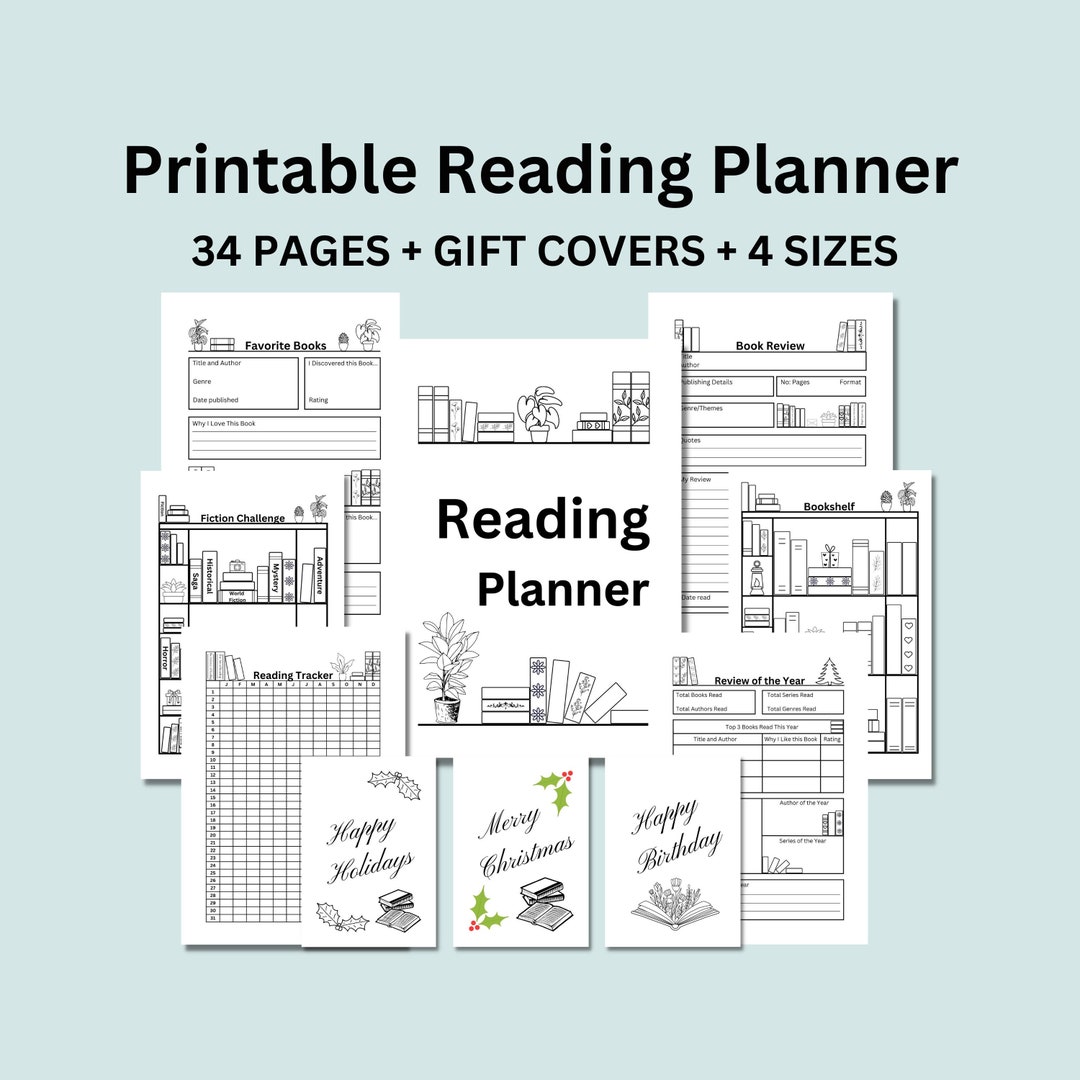 Reading Planner Printable, Reading Log, Book Wishlist, Book Review ...
