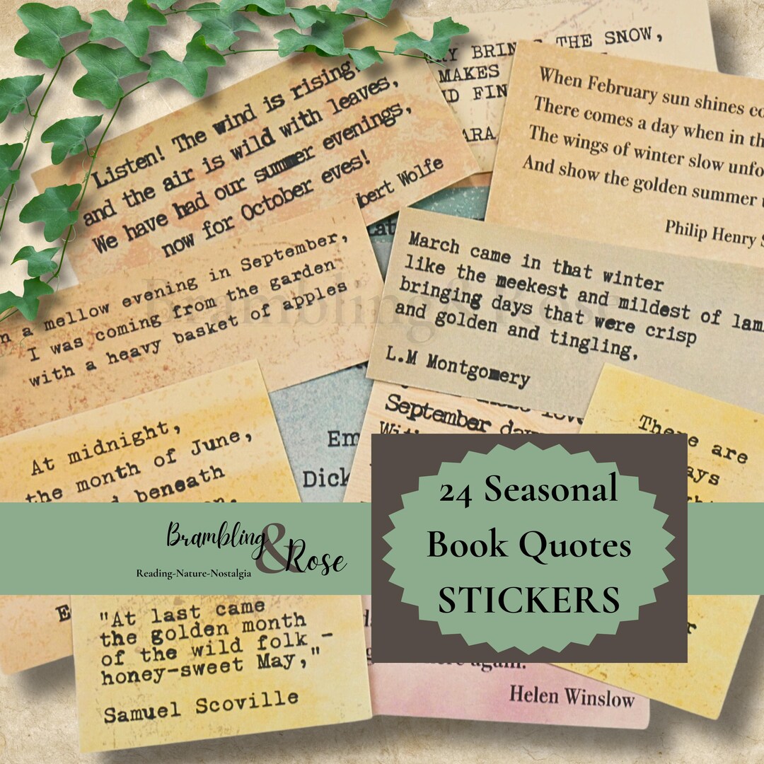 Seasonal Book Quote Stickers, Quotes for Journal, Monthly Quotes ...