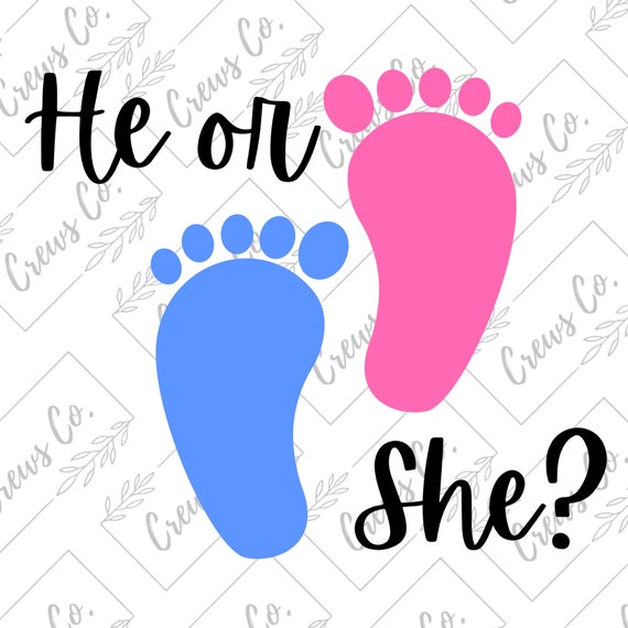Gender Reveal Digital File Png He Or She Gender Reveal Png Etsy