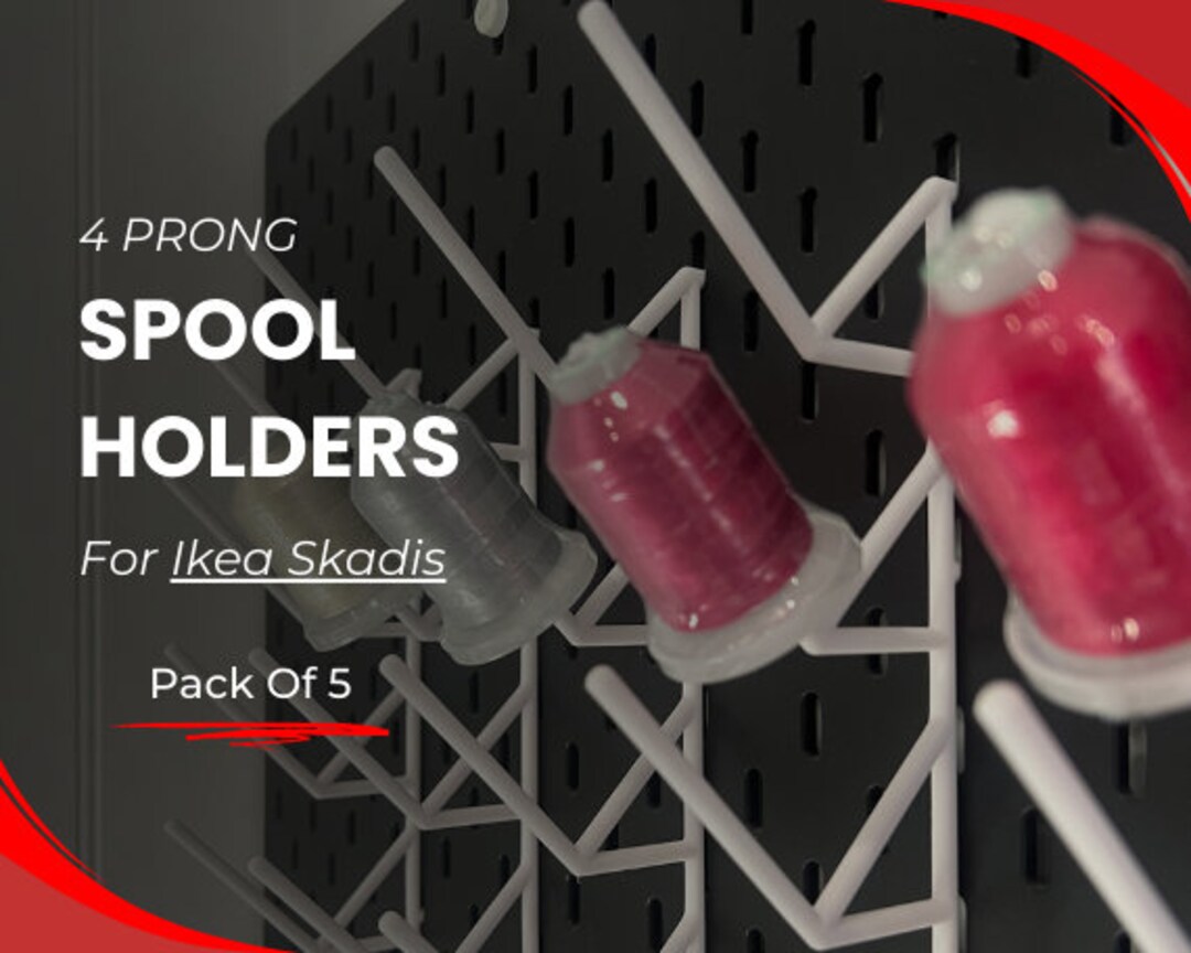 IKEA SKADIS, pack of 5 4 Prong, 3d Printed Cotton Reel Holders Organise ...