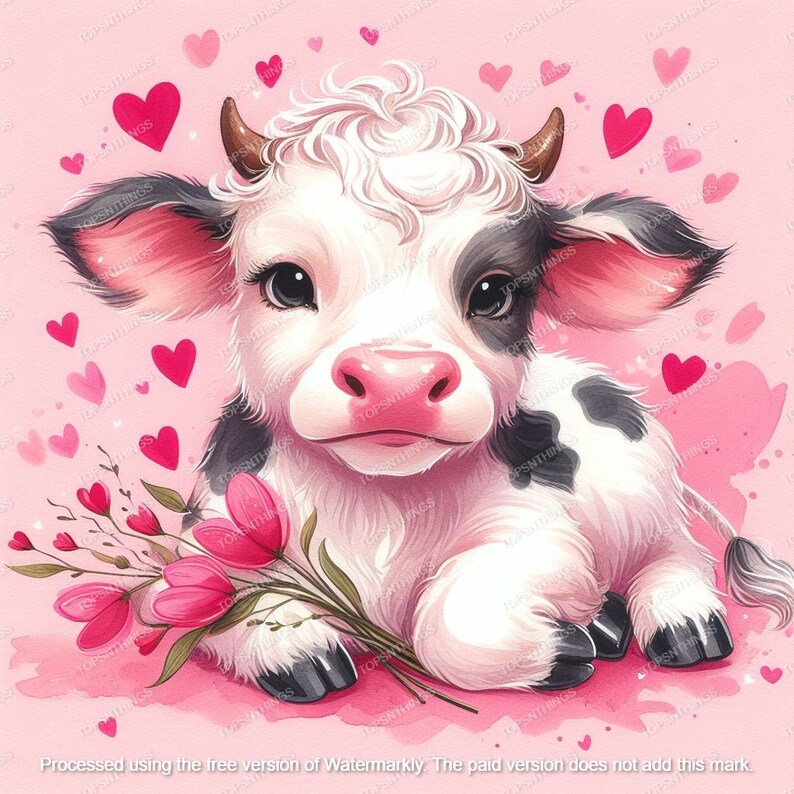 Cute Valentines Cow Heart Digital Downloads - Etsy