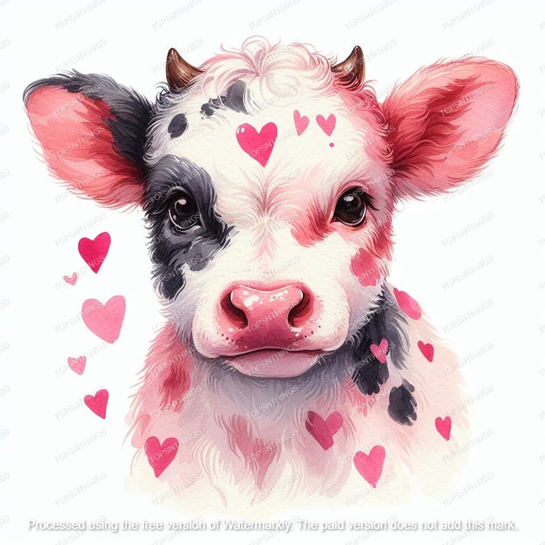 Cute Valentines Cow Heart Digital Downloads - Etsy