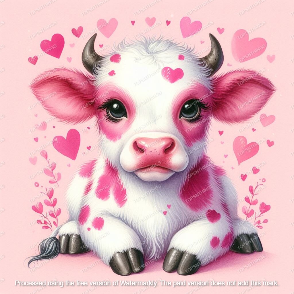 Cute Valentines Cow Heart Digital Downloads - Etsy