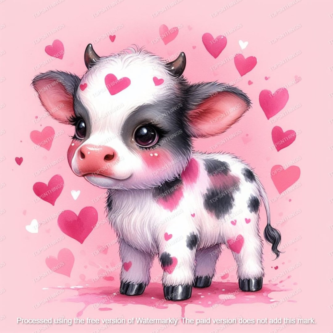 Cute Valentines Cow Heart Digital Downloads - Etsy