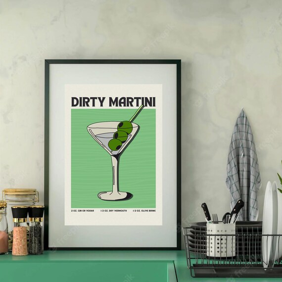 Dirty Martini Cocktail Recipe Poster Art Print - Etsy