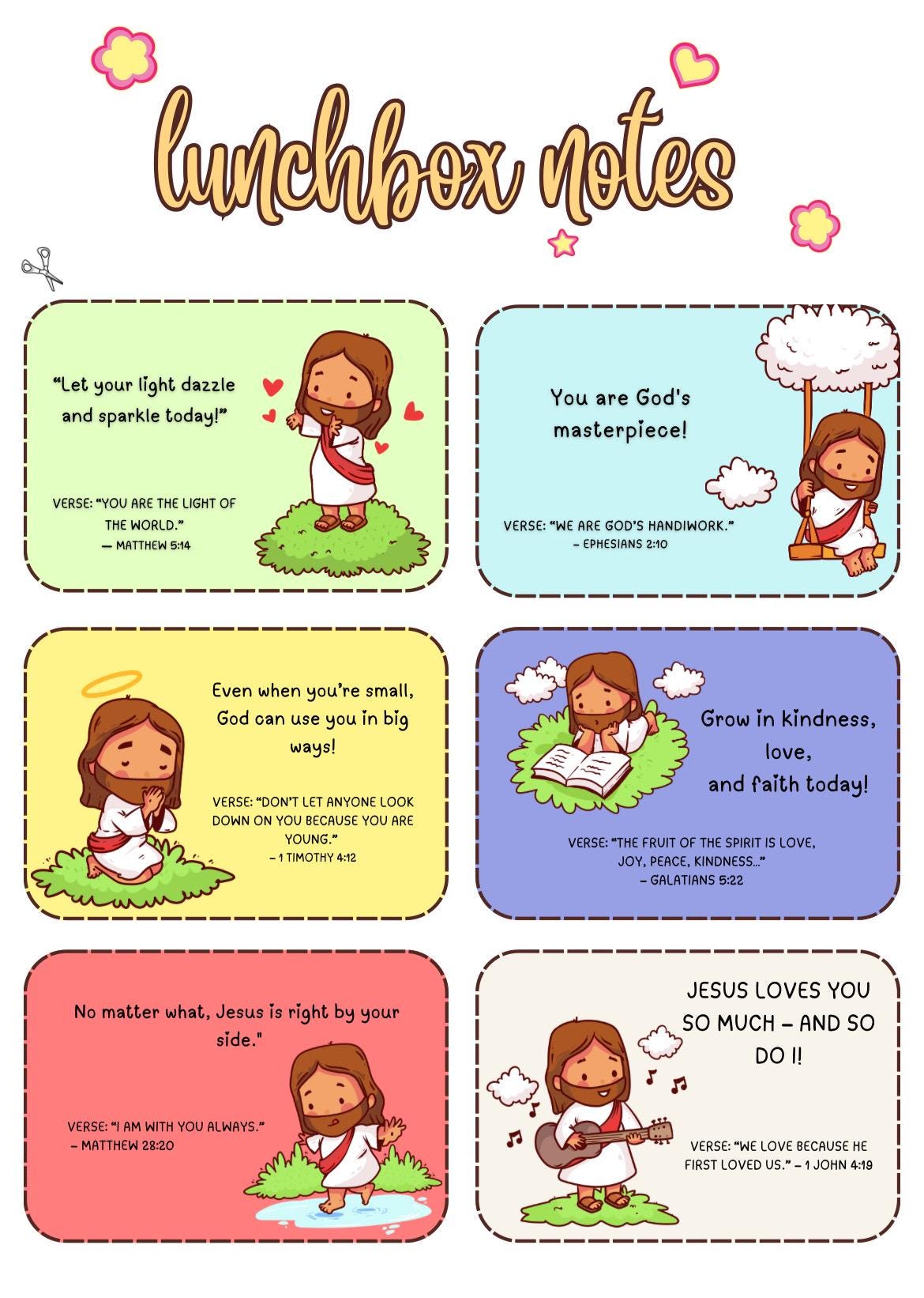Christian Lunchbox Printable Notes - Etsy