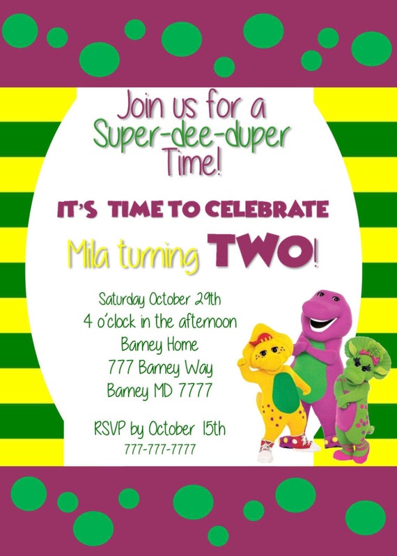 Barney Birthday Invitation Templates